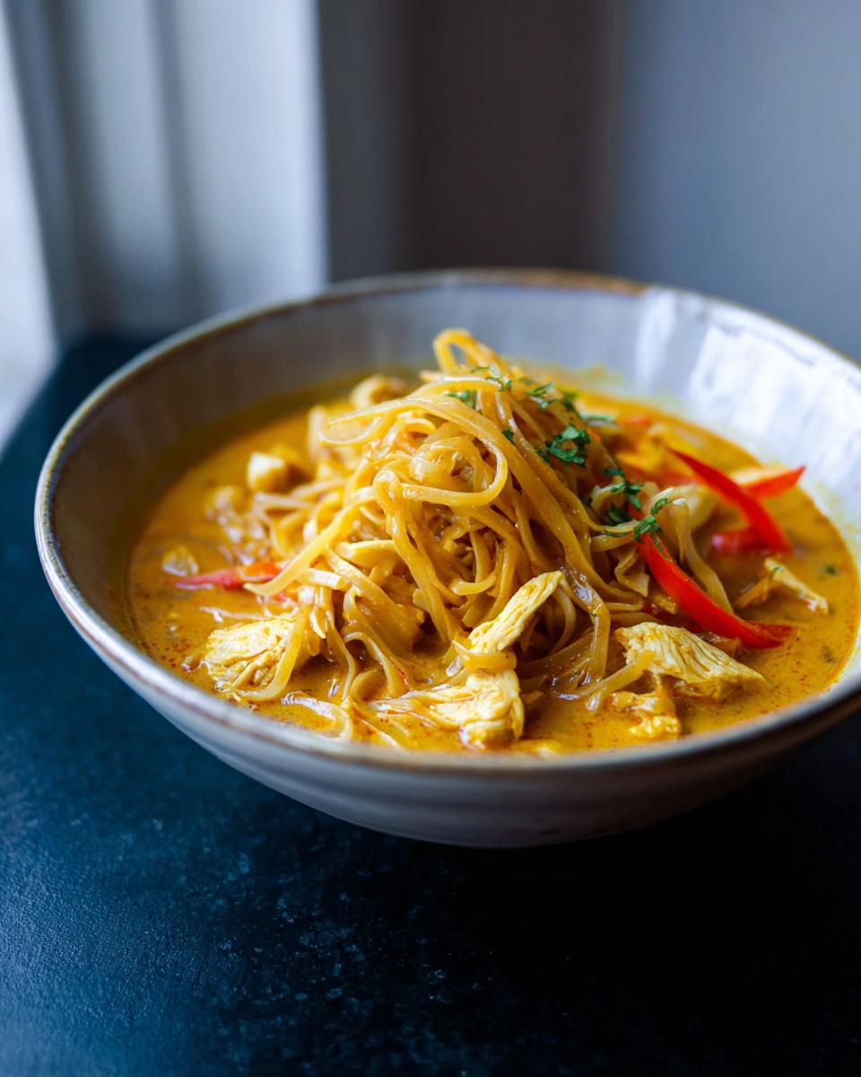 Amazing 4-Ingredient Spicy Thai Coconut Curry Noodle Soup